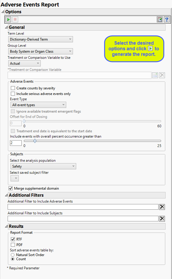 Adverse Events Report
