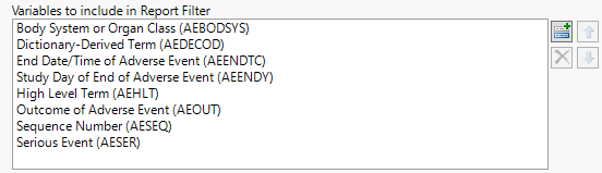 Variables to include in Report Filter