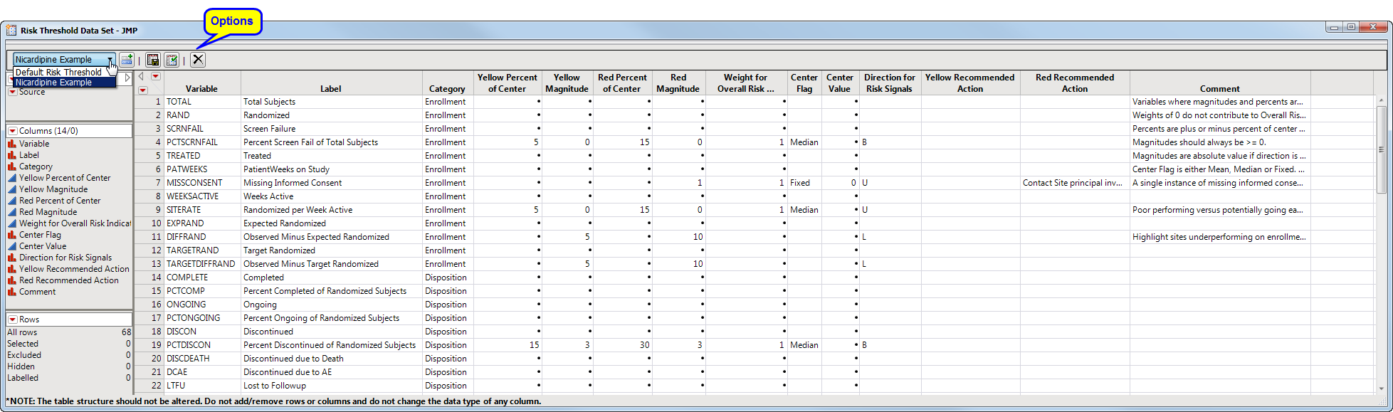 Manage Risk Threshold Data Sets...
