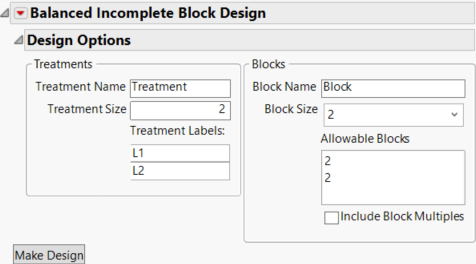 Build a Balanced Incomplete Block Design